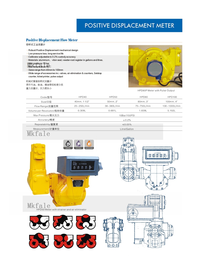 Low Conductive Positive Displacement Flow Meter 40mm To 100mm Sizes Range